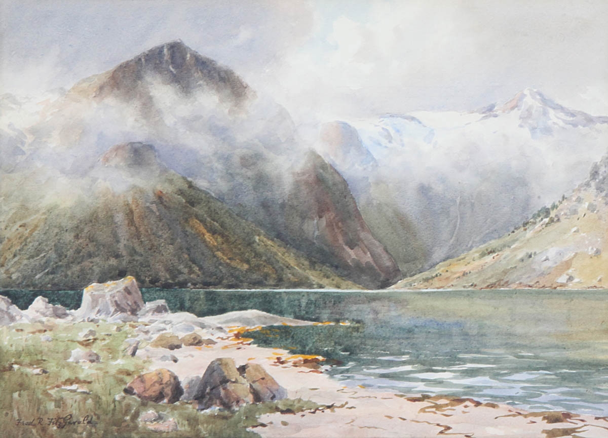 Frederick R. Fitzgerald | Mountainous landscape with lake | MutualArt