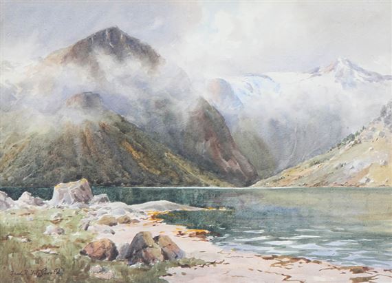 Frederick R. Fitzgerald | Mountainous landscape with lake | MutualArt