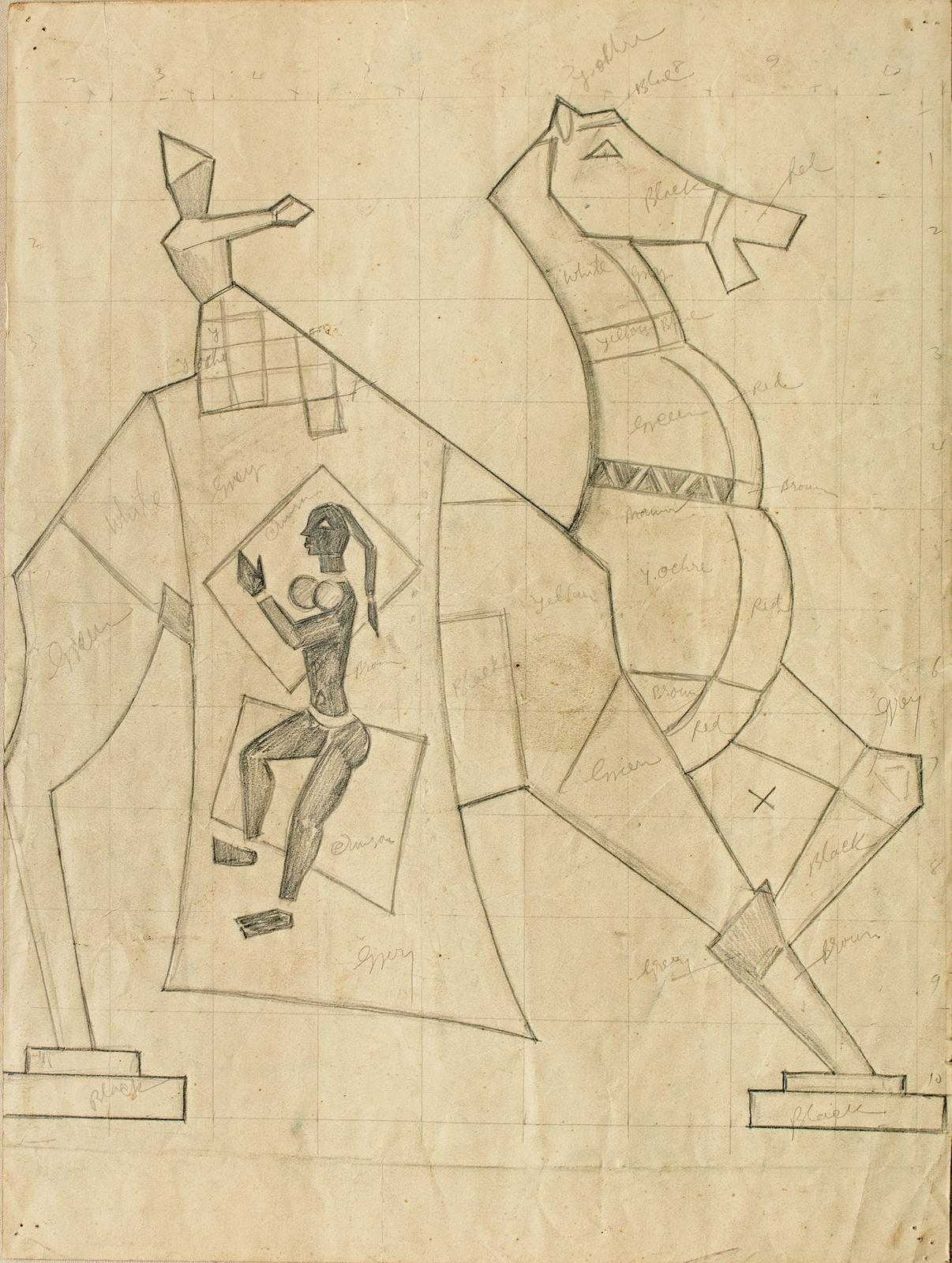 Maqbool Fida Husain | 2 Works: Preparatory Drawing from the Toy Series ...