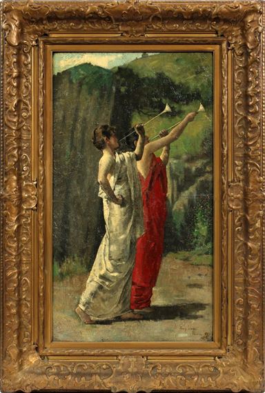 Percy Ives | HORN BLOWERS (Circa 1887) | MutualArt