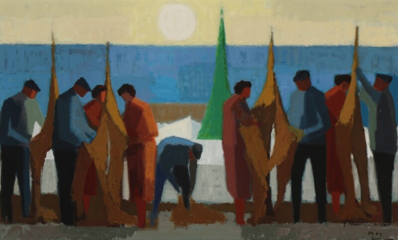 Axel Munch | Scene from Bornholm with fishermen | MutualArt