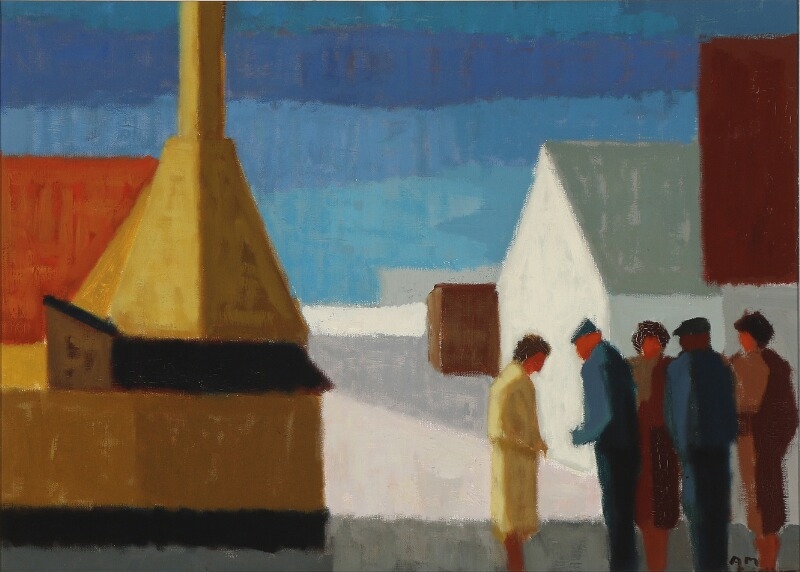 Axel Munch | Figures by a smokehouse, Bornholm | MutualArt