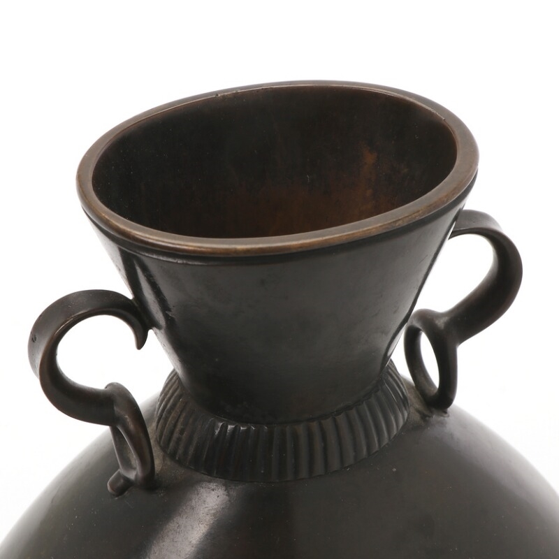 Andersen Just | Oval shaped patinated bronze vase | MutualArt