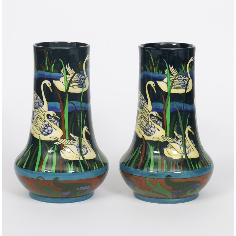Frederick Alfred Rhead | 2 works; Foley Intarsio vases | MutualArt