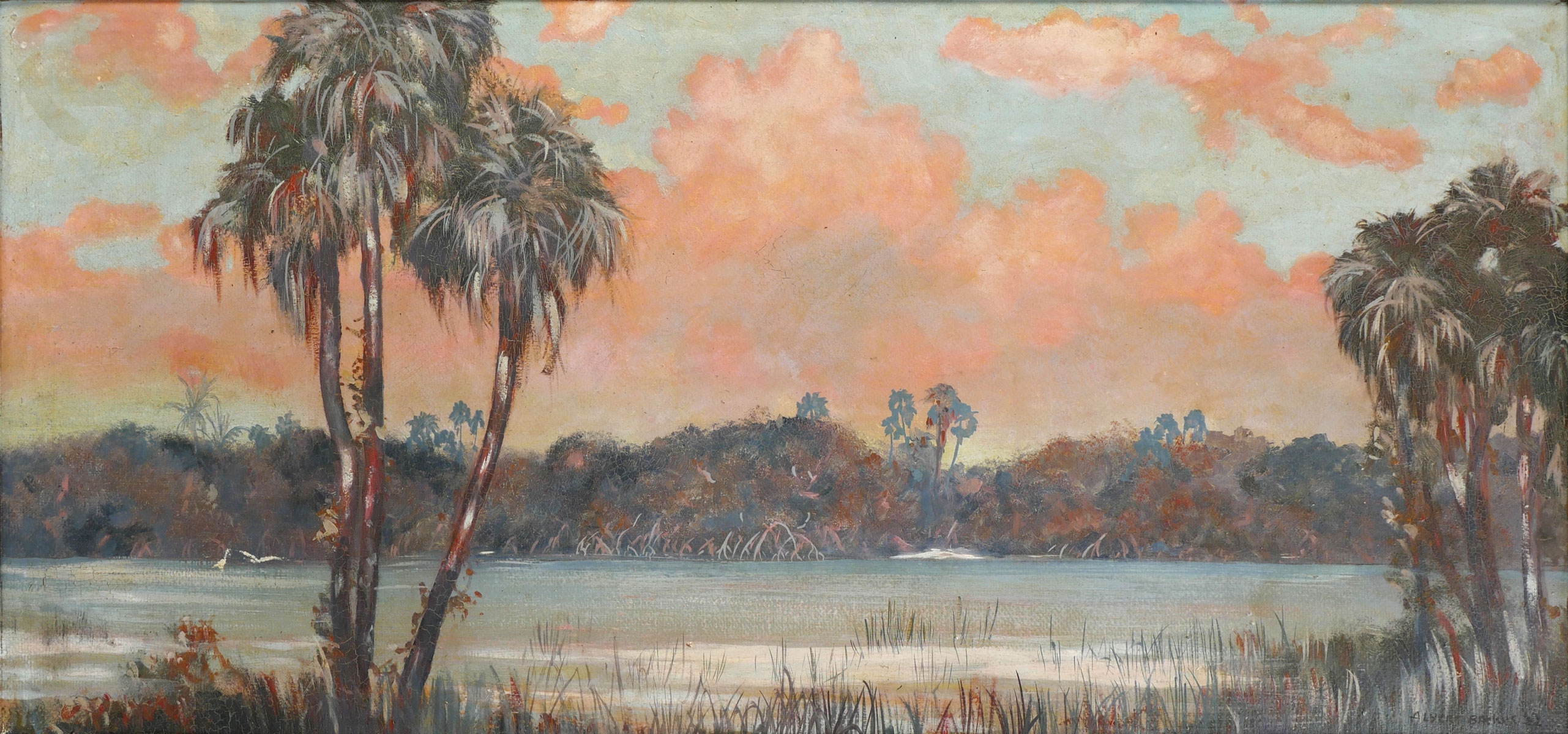 Albert Ernest Backus | Panoramic Florida River Landscape with Palms ...