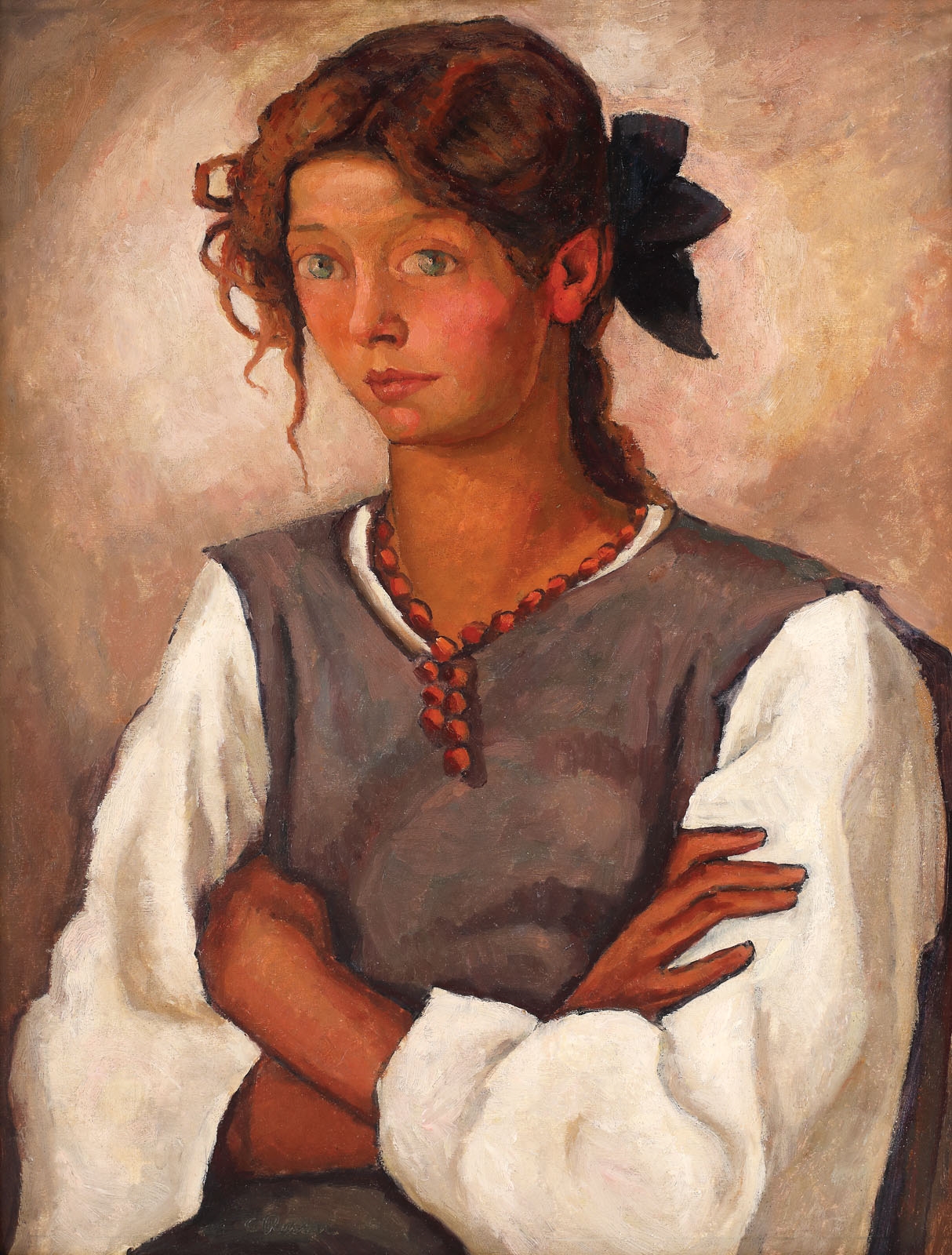 Camil Ressu | Portrait of a young girl | MutualArt