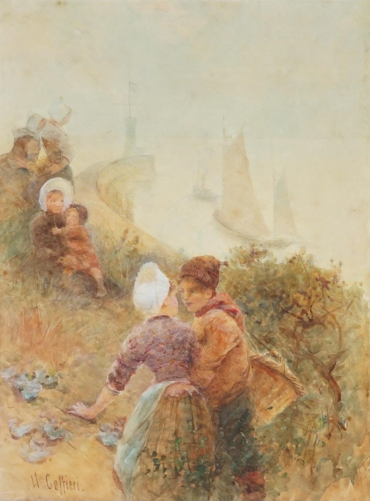 Hector Caffieri | Onlookers by the Sea | MutualArt