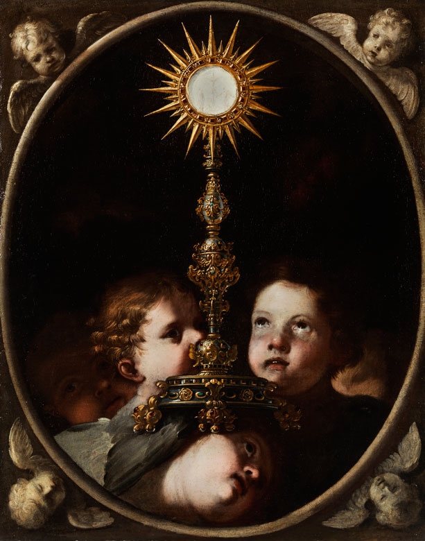 Domenico Piola | Eucharist Host Monstrance Between Four Winged Angels ...