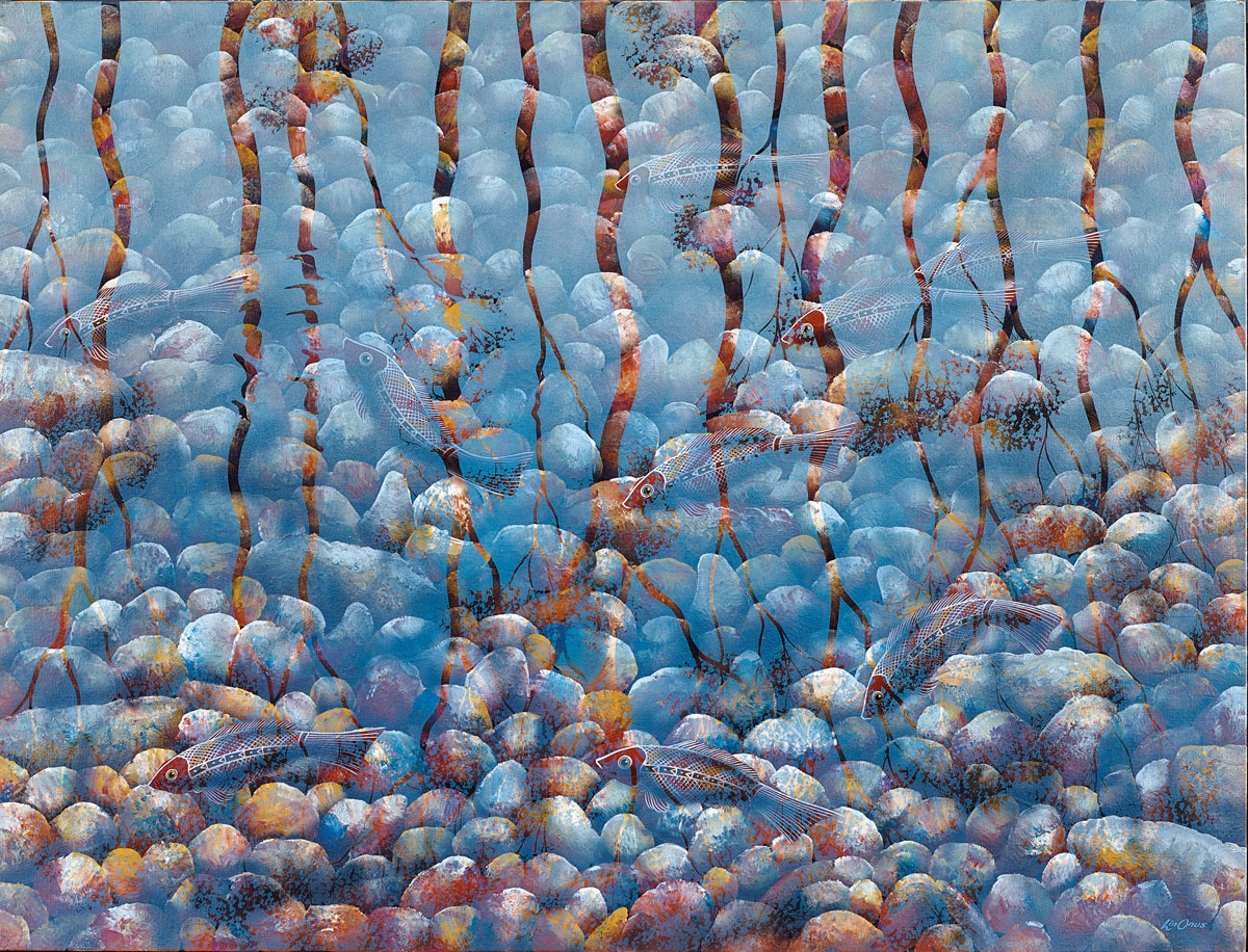 Lin Onus | Guyi Buypuru (Fish and River Rock) (1995) | MutualArt