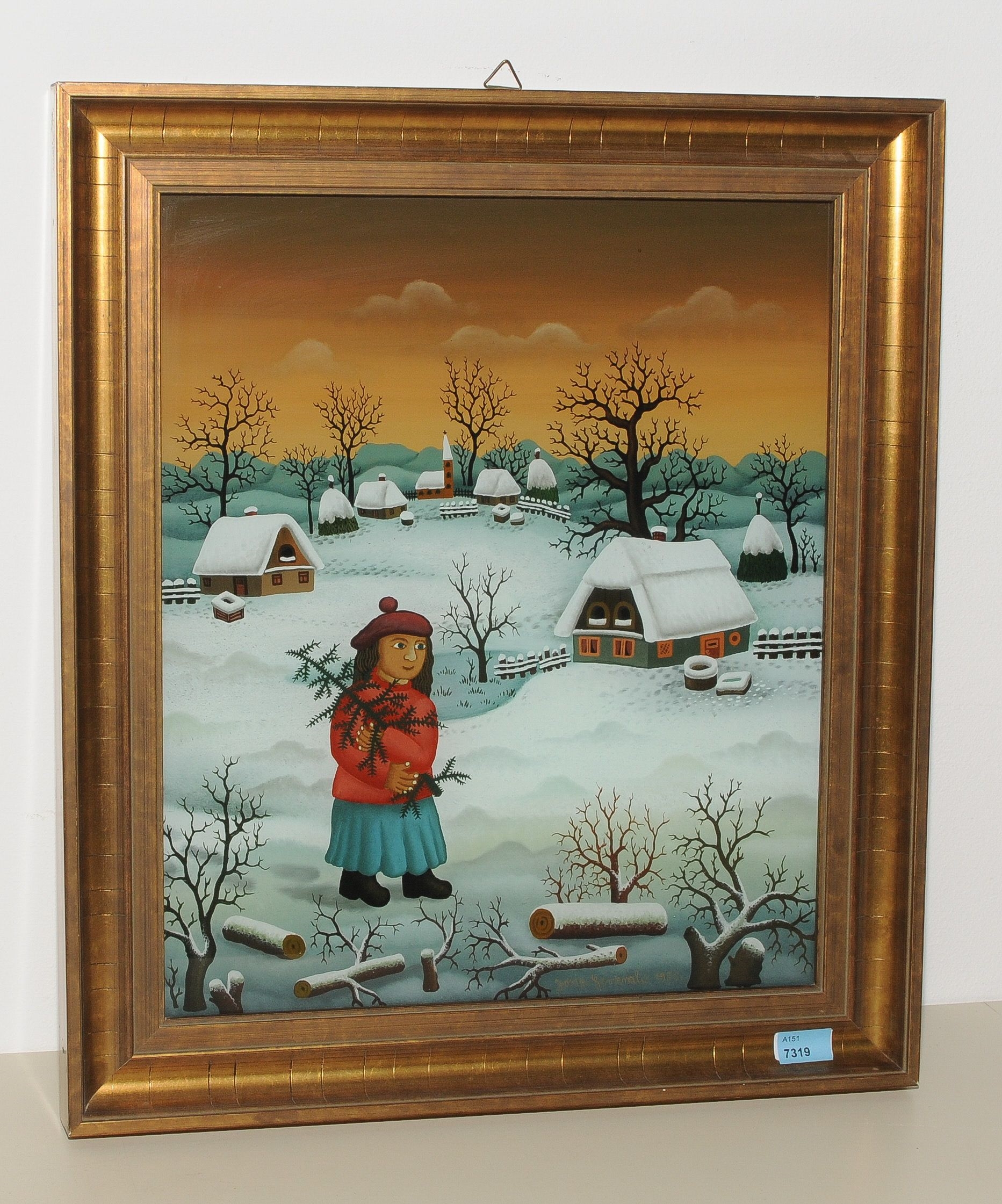 Josip Generalic | Winterlandschaft mit Bauernmädchen (1980) | MutualArt