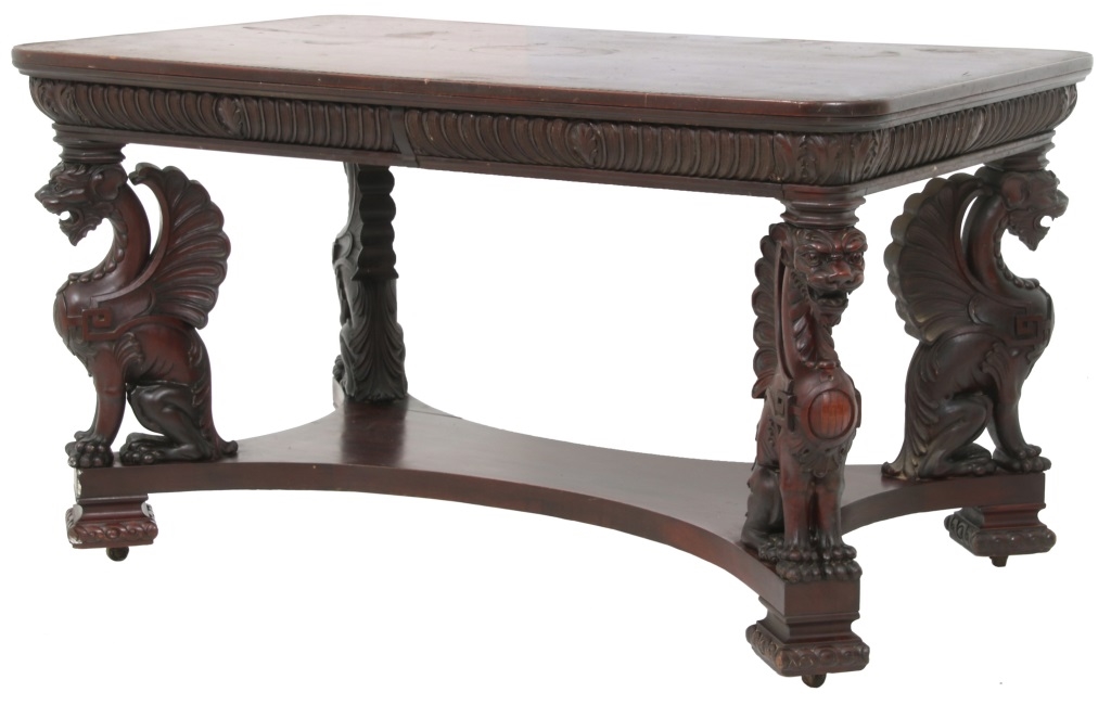 R. J. Horner | Winged Griffin Mahogany Partners Desk | MutualArt