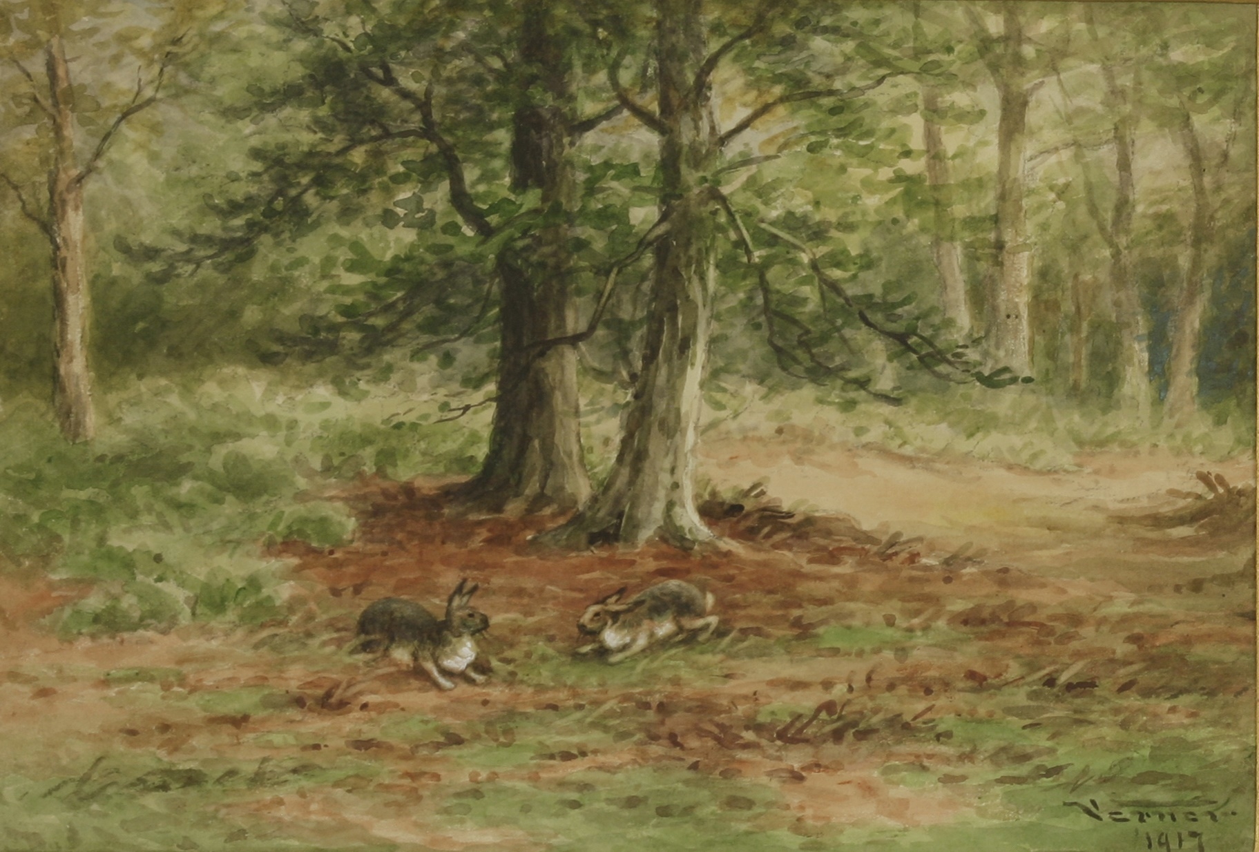 Frederick Arthur Verner | A WOODLAND CLEARING WITH RABBITS (1917 ...