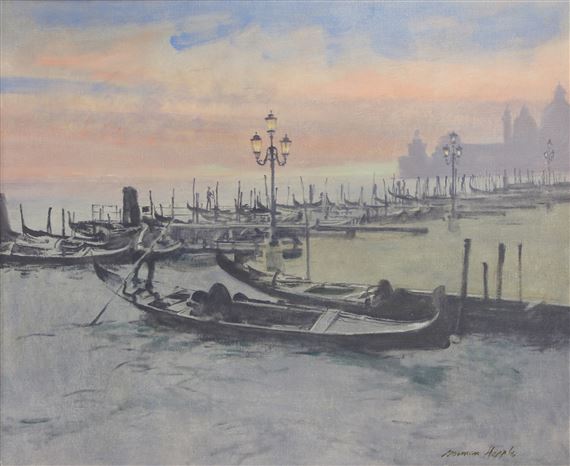 Norman Hepple | GONDOLAS AT SUNSET | MutualArt