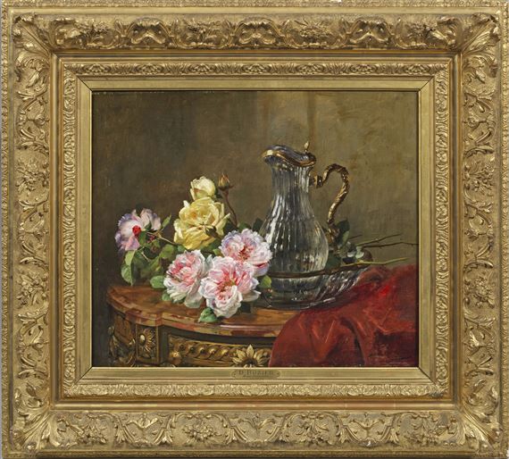 Dominique Hubert Rozier | Stillleben mit Rosen und Wasserkaraffe ...