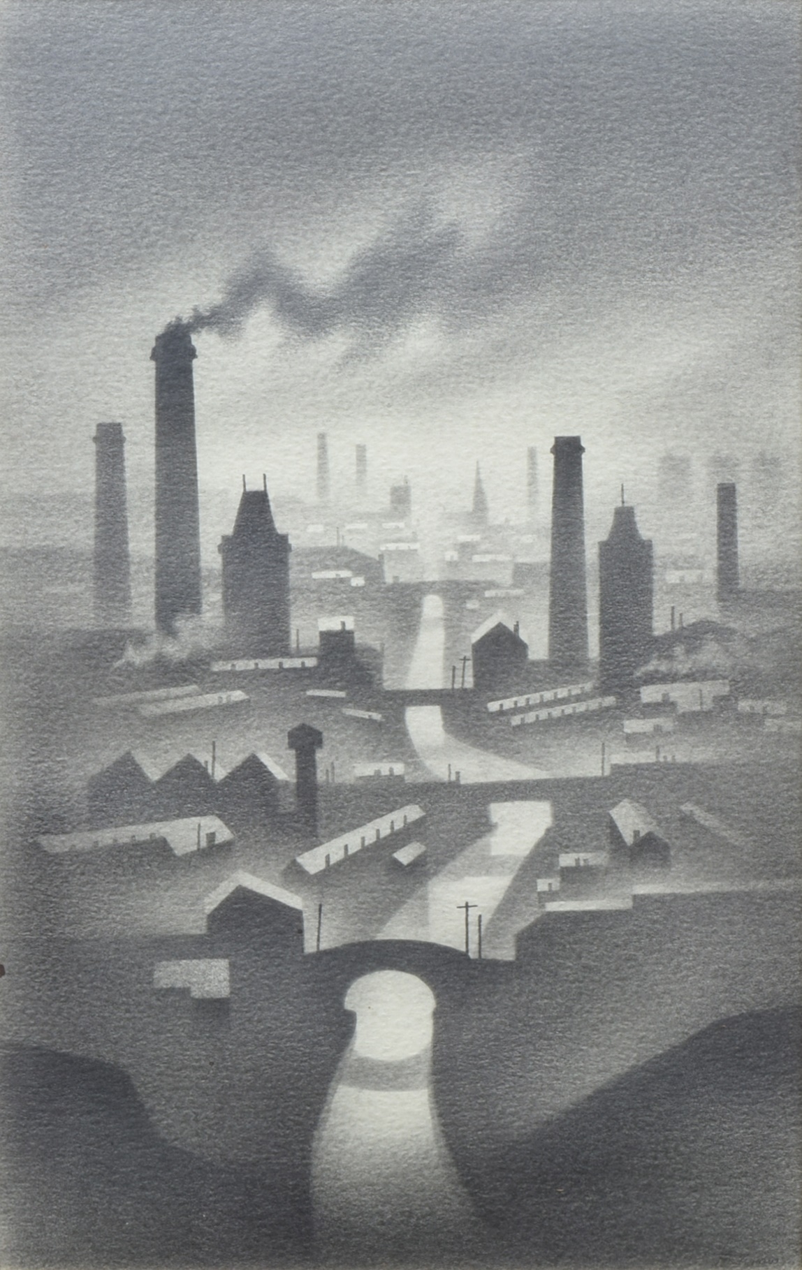 Trevor Grimshaw | Industrial townscape with canal | MutualArt