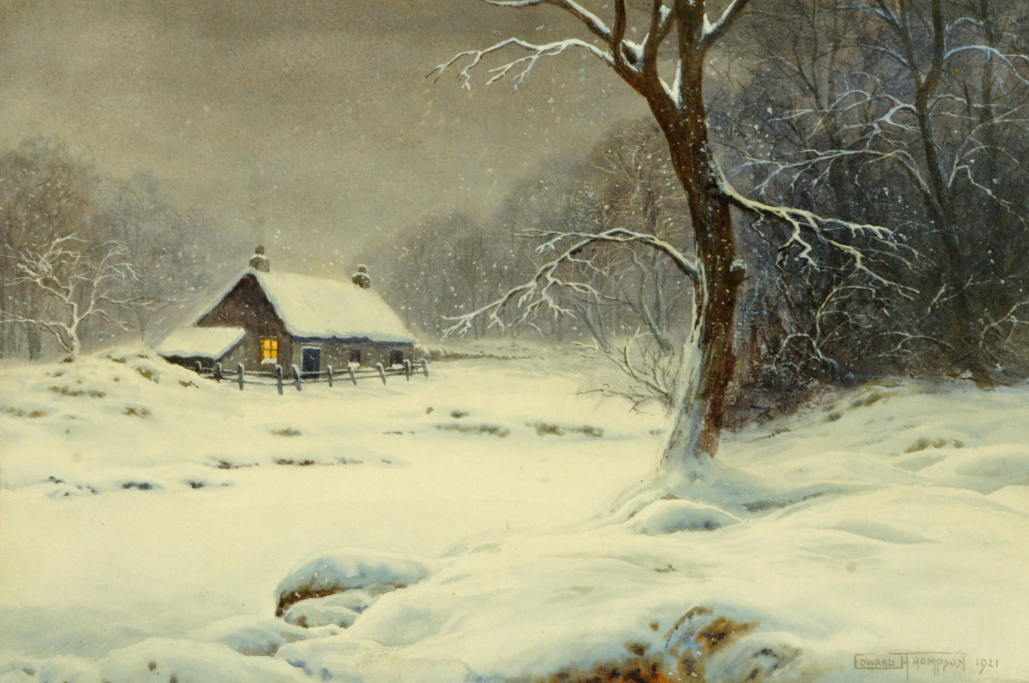 Edward Horace Thompson | A Lakeland Farm in Winter (1921) | MutualArt