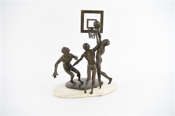 Hal Reed | Two bronze sculptures of basketball players | MutualArt
