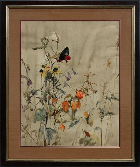 Richard Jerzy | FLOWERS AND BUTTERFLY | MutualArt