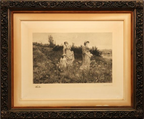Hamilton Hamilton | Depicting three female figures in a field along a ...