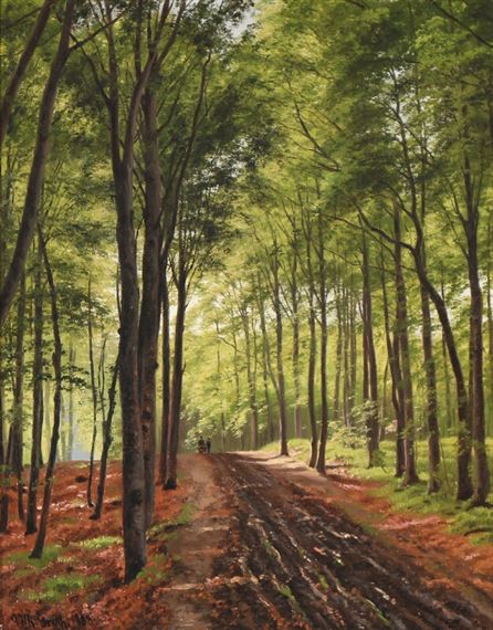 Georg Vilhelm Arnold Groth | “Fra Skoven ved Hellebæk. September” (1888 ...