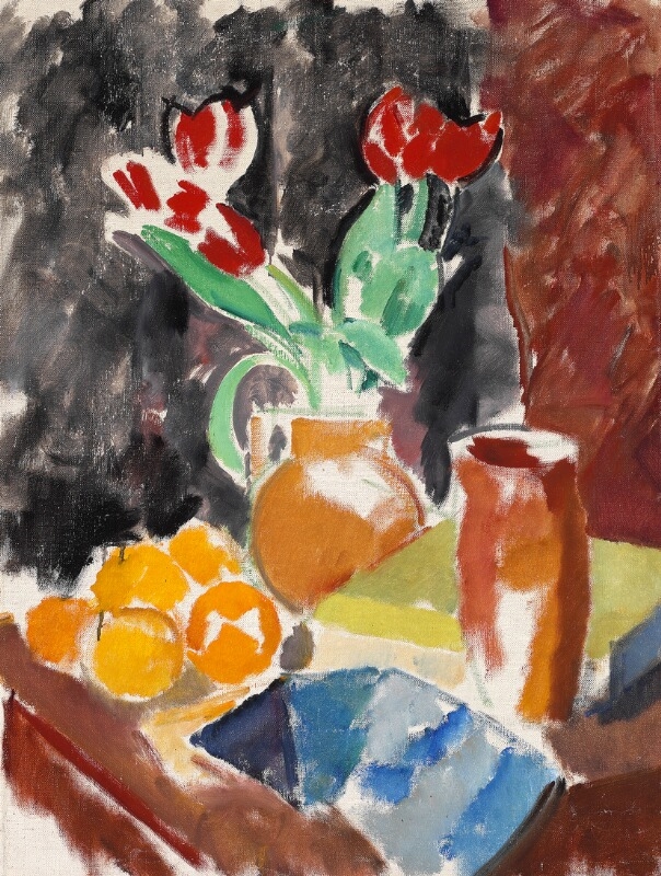 Karl Oscar Isakson | Nature morte with flowers in a grey jar | MutualArt