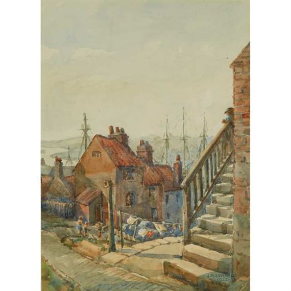 J. R. Edwards | CHILDREN PLAYING OUTSIDE COTTAGES ON WASHDAY, WHITBY ...