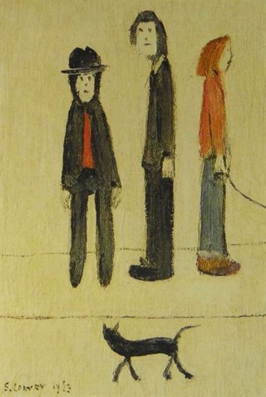 Laurence Stephen Lowry | Three Men & a Cat | MutualArt