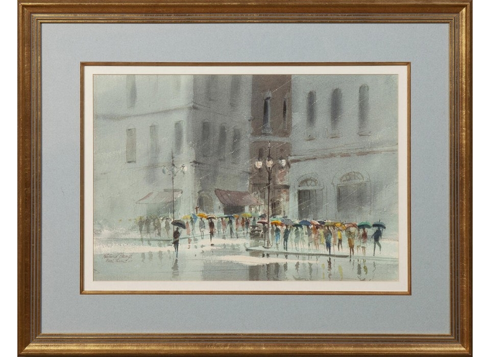 Richard Burrell Brough | Rainy Street Scene (1963) | MutualArt