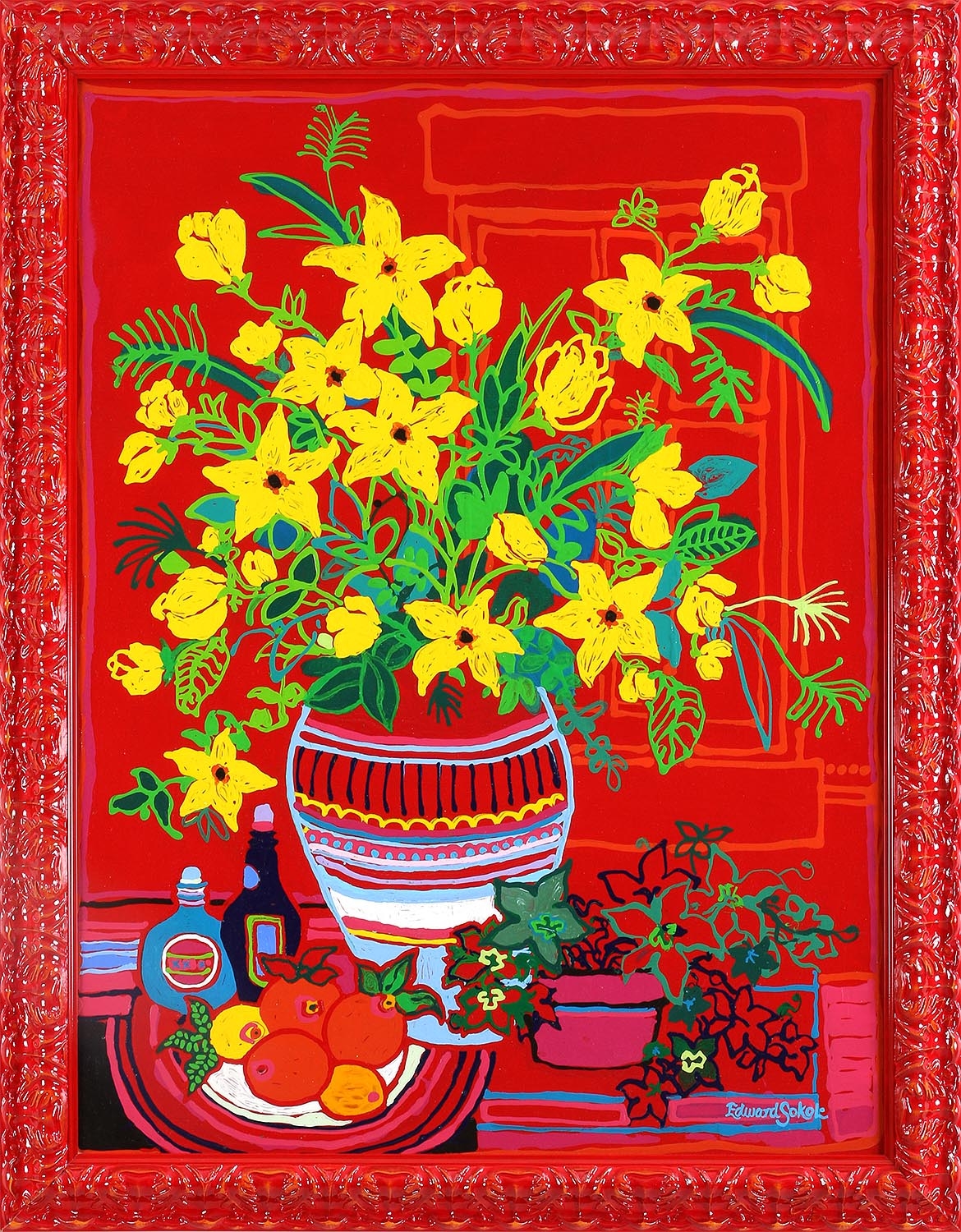 Edward Sokol | Still life with flowers and fruit | MutualArt