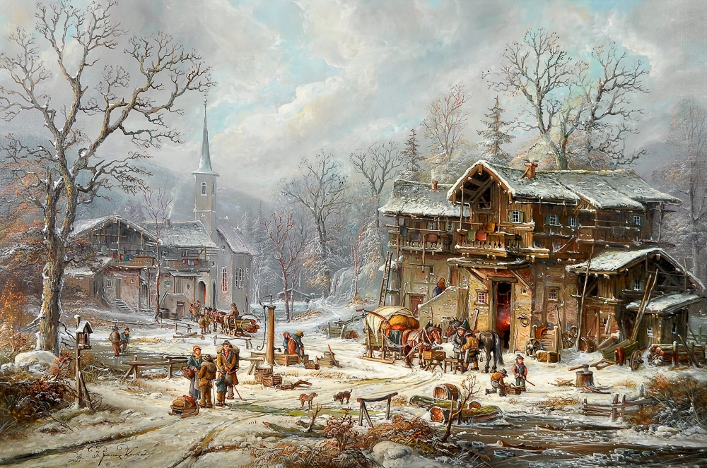 Janez Kenzer | “German Winter Village Scene” | MutualArt