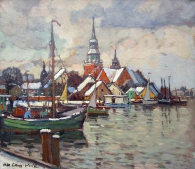 Otto Lang-Wollin | Winterabend im Wolliner Hafen | MutualArt