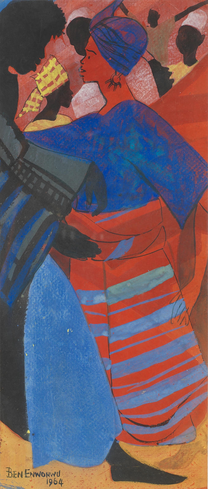 Ben Enwonwu | Woman in blue and red (1964) | MutualArt