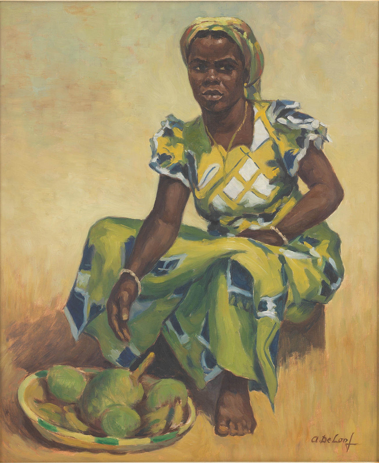 Aurel de Loof | Portrait of a woman with green mangoes | MutualArt