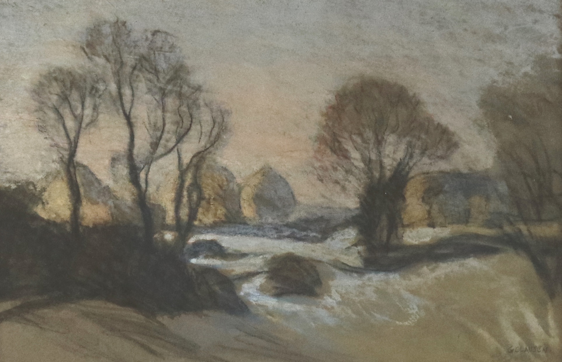 George Clausen | Landscape with Haystacks | MutualArt