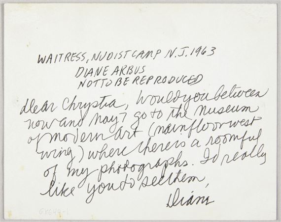 Diane Arbus | A young waitress at a nudist camp | MutualArt