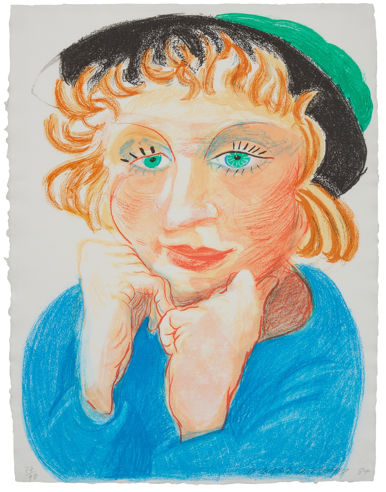 David Hockney | CELIA WITH GREEN PLANT (1981) | MutualArt