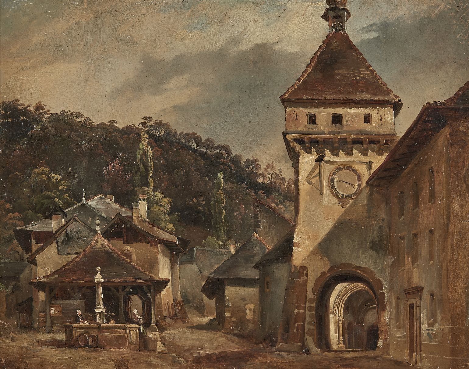 François Diday | Place de village à la fontaine | MutualArt