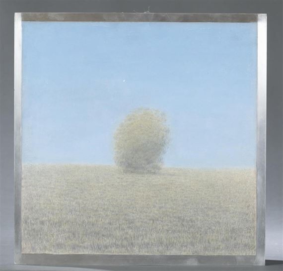 David Deutsch | Untitled landscape depicting a tree centered in a field ...