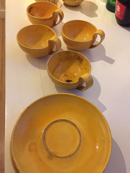 Herman Kähler | ''Uranium'', tea set of pottery with uranium glaze ...