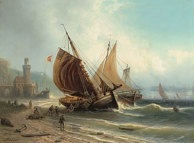 Albert Bredow | Fischerboote an der Küste | MutualArt