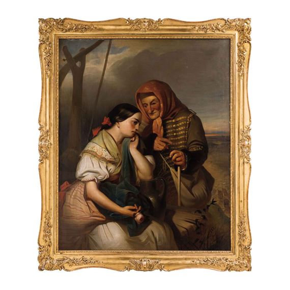 Mexican School, 19th Century | DONCELLA CON FLOR Y ANCIANA | MutualArt