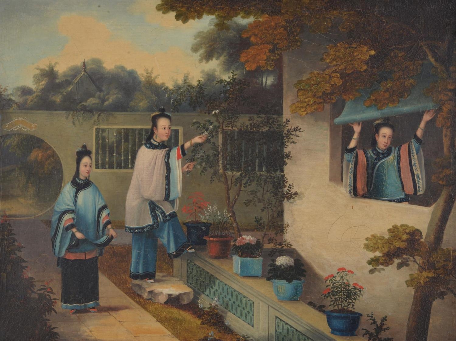 Chinese Export School | A Chinese Export oil painting, 19th Century ...