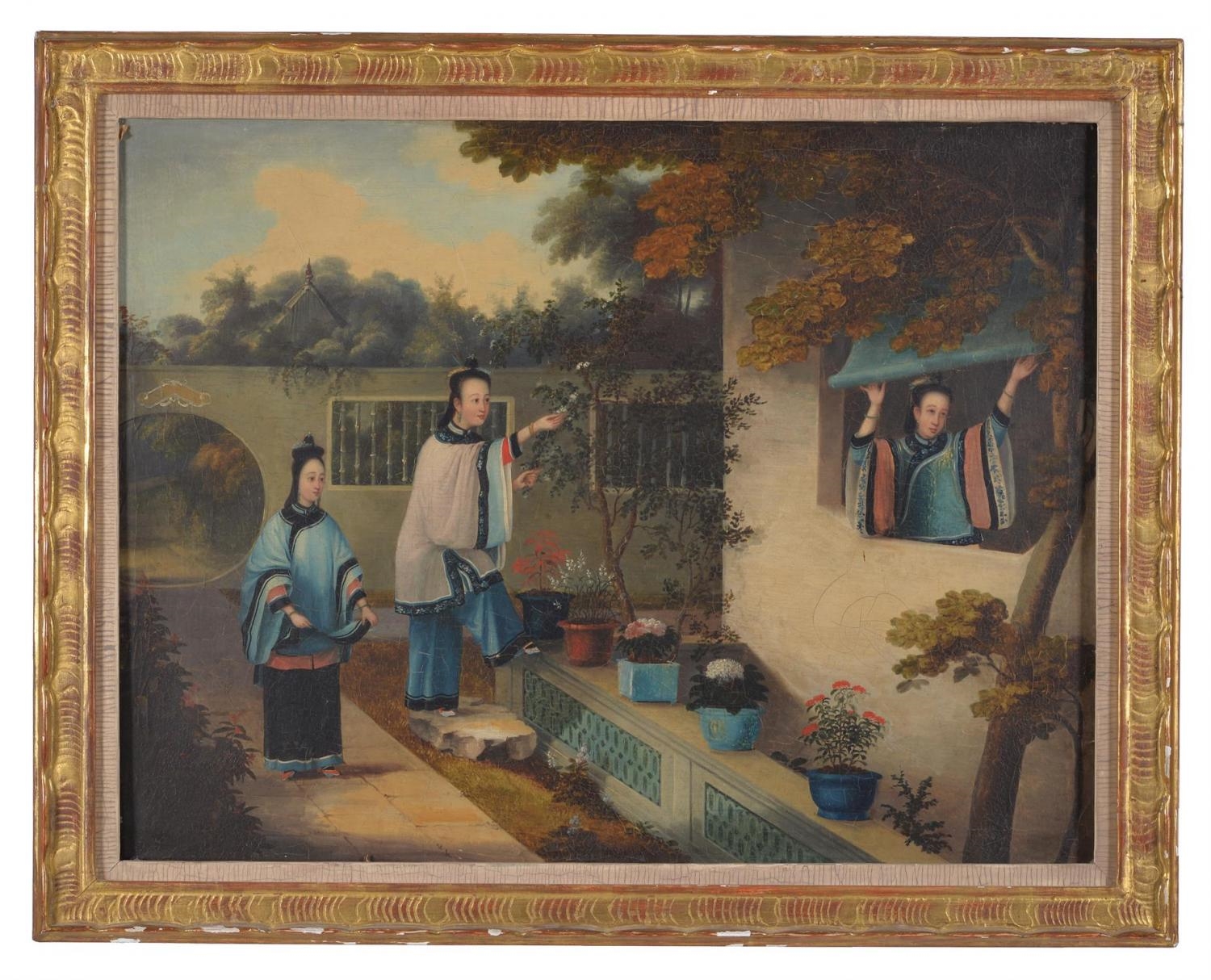 Chinese Export School | A Chinese Export oil painting, 19th Century ...