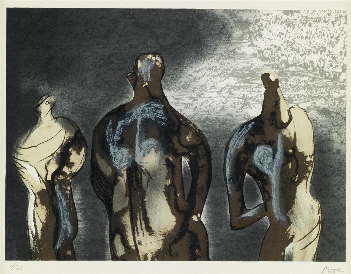 Henry Moore | Figures with Sky Background II (1981) | MutualArt