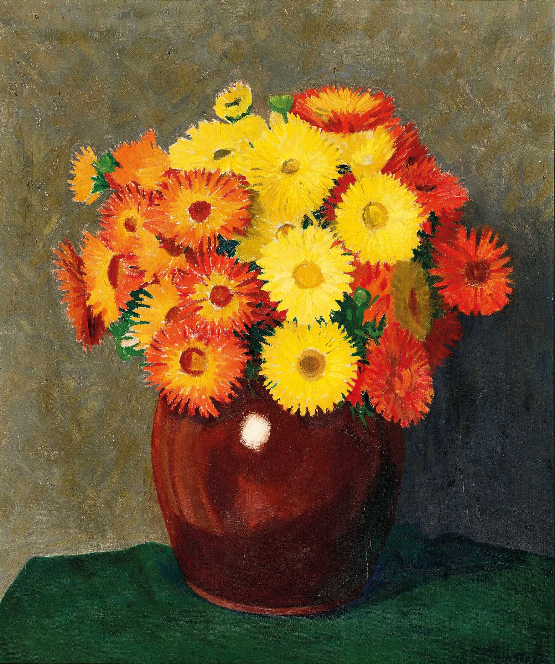 Hans Emmenegger | Blumen in brauner Vase (Stillleben) | MutualArt