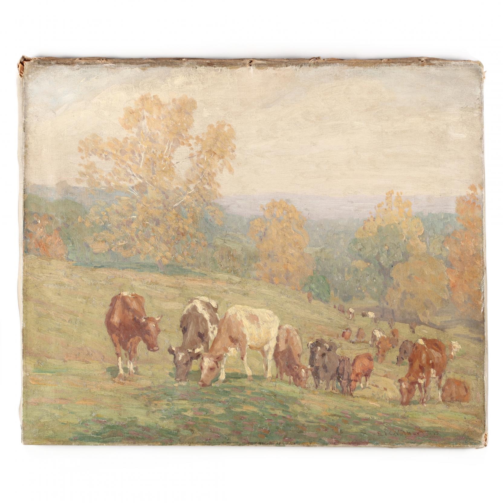 Edward Charles Volkert | Cows on a Hillside (1915) | MutualArt