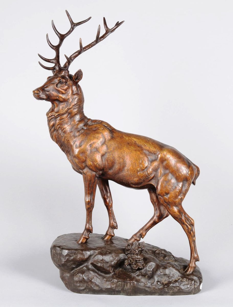 Jules Edmond Masson | ”Grand cerf sur un rocher | MutualArt