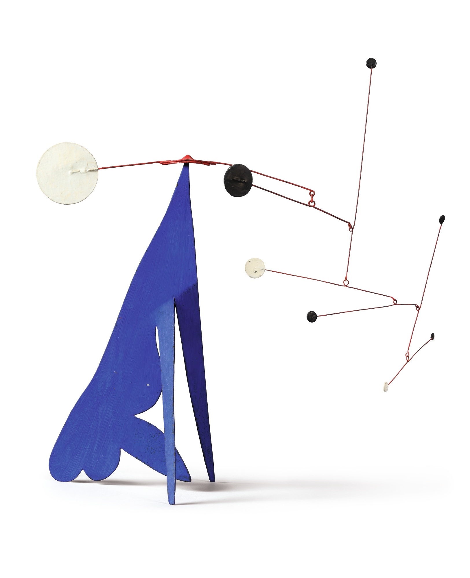 Alexander Calder | BLACK AND WHITE AND RED ON BLUE (1956) | MutualArt