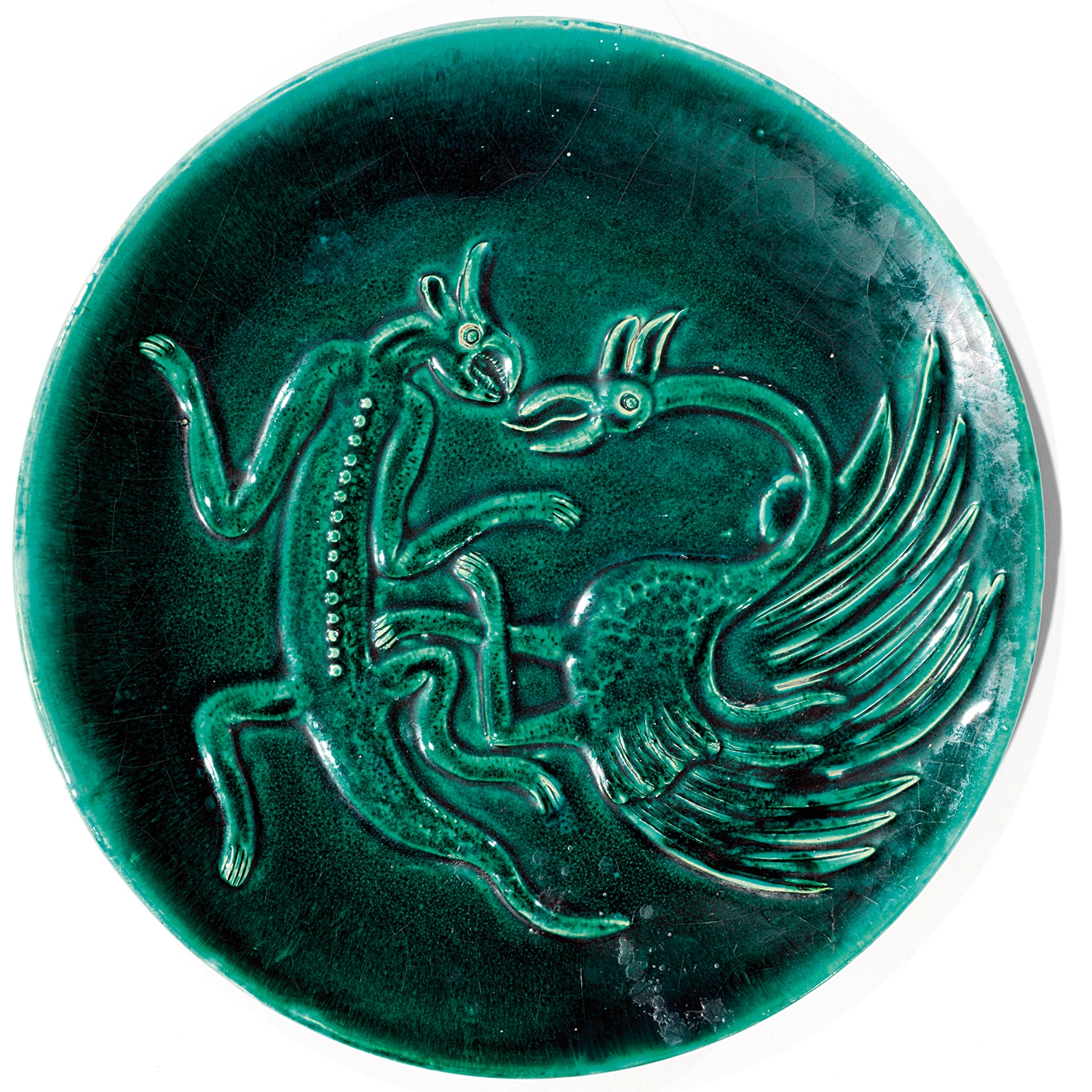 Joseph-Antoine Milazzo | Grand plat circulaire en faïence sur talon à ...