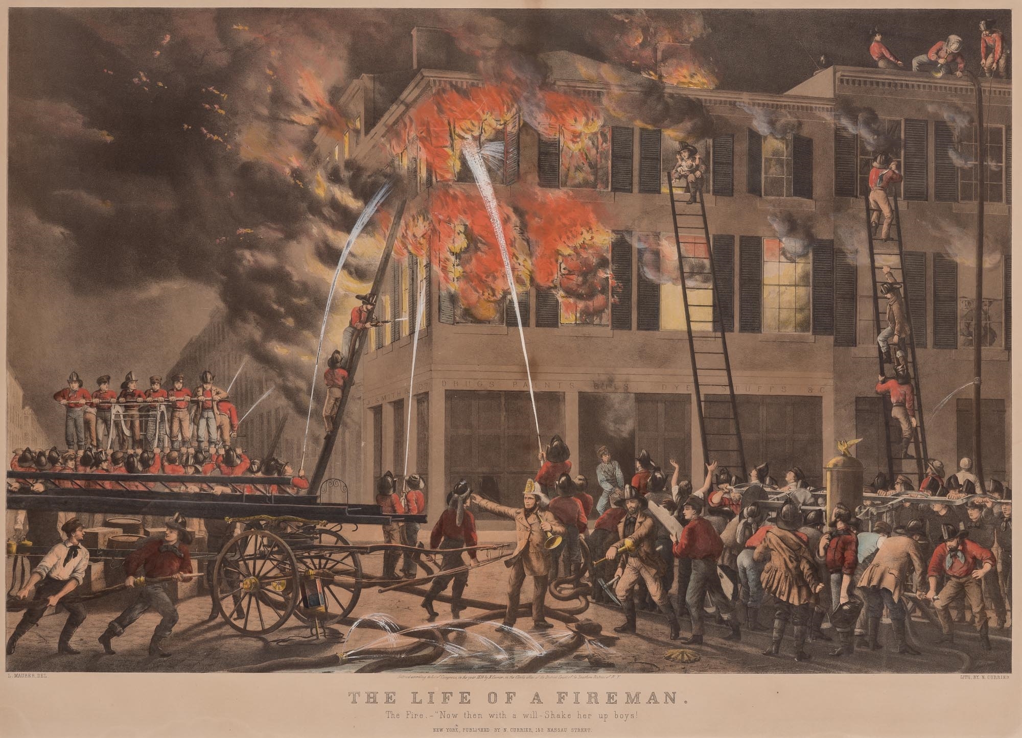 Nathaniel Currier | LIFE OF A FIREMAN: THE FIRE; THE METROPOLITAN ...